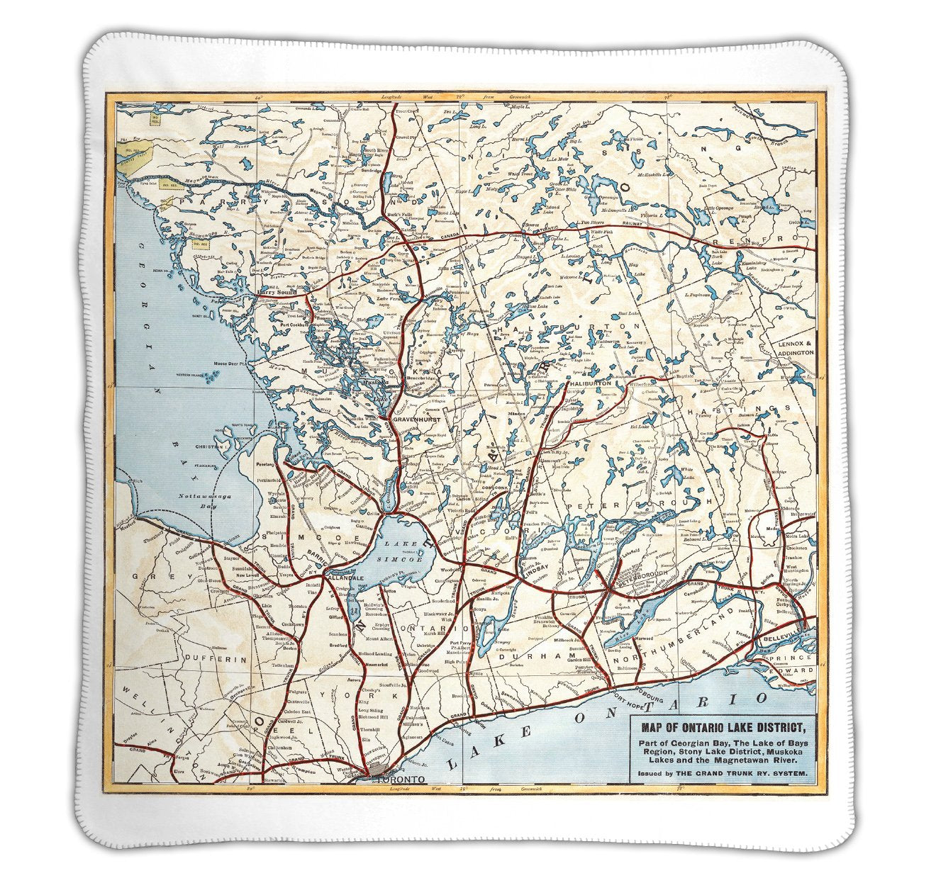 District Map Of Ontario Ontario Lake District Map Blanket — Jaxx